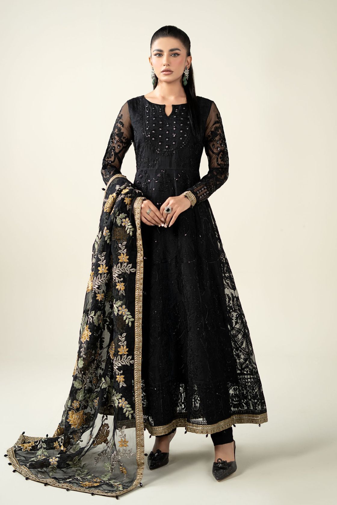 Maria B Black Formal Net JC-0100-25 – B&A Apparels