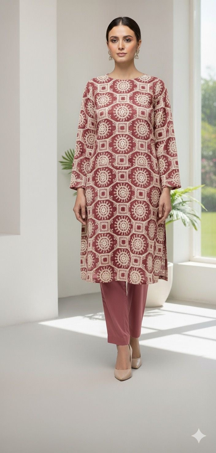 BA 2 PC Pink Lazer Cutwork Velvet BA-0331-25 – B&A Apparels